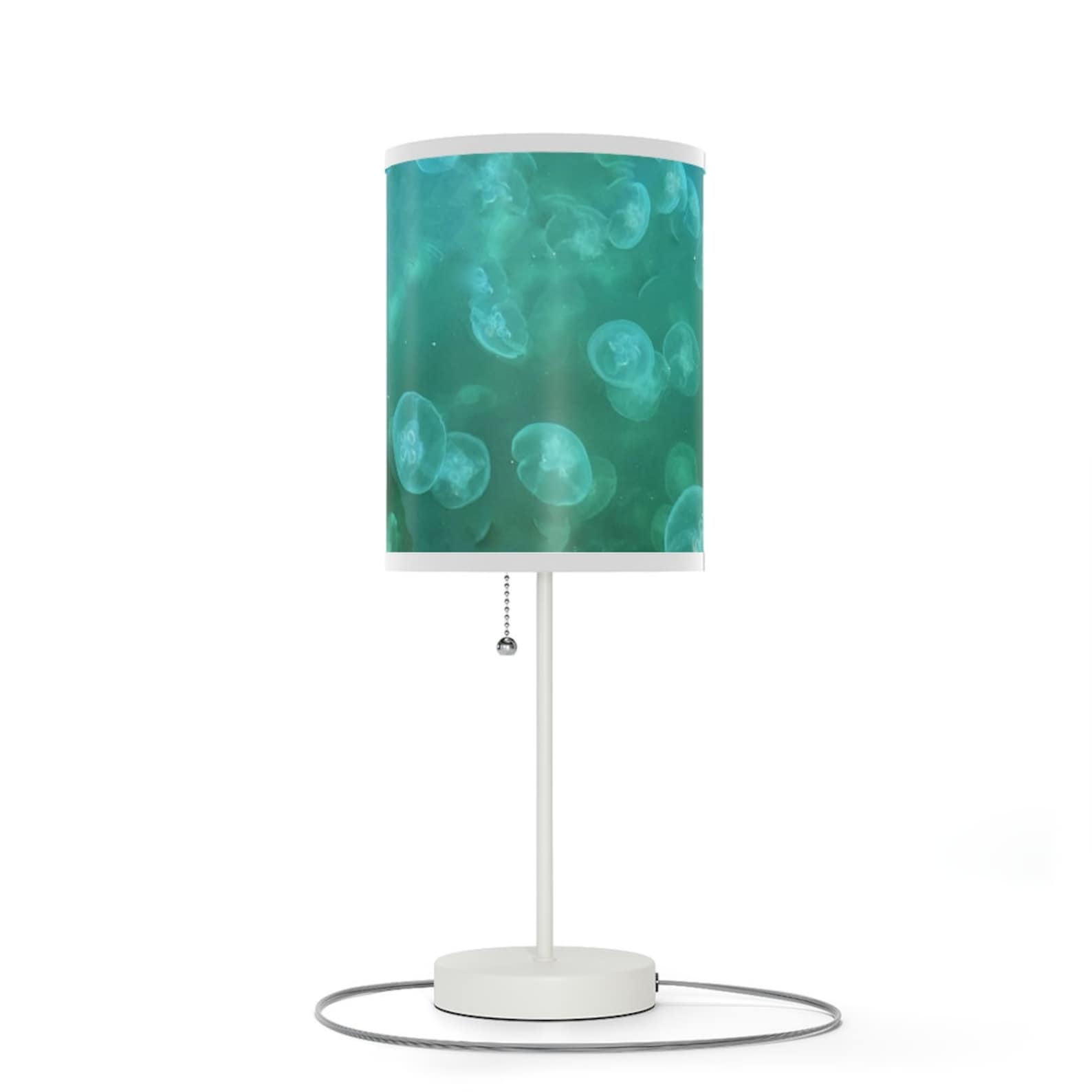 Jelly Fish Lamp on a Stand, Ocean Themed Lamp, Featuring Moon Jellies ...