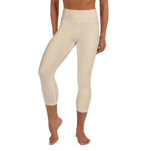 Champagne Beige Yoga Capri Leggings for Workout, Walking, Lounging ...