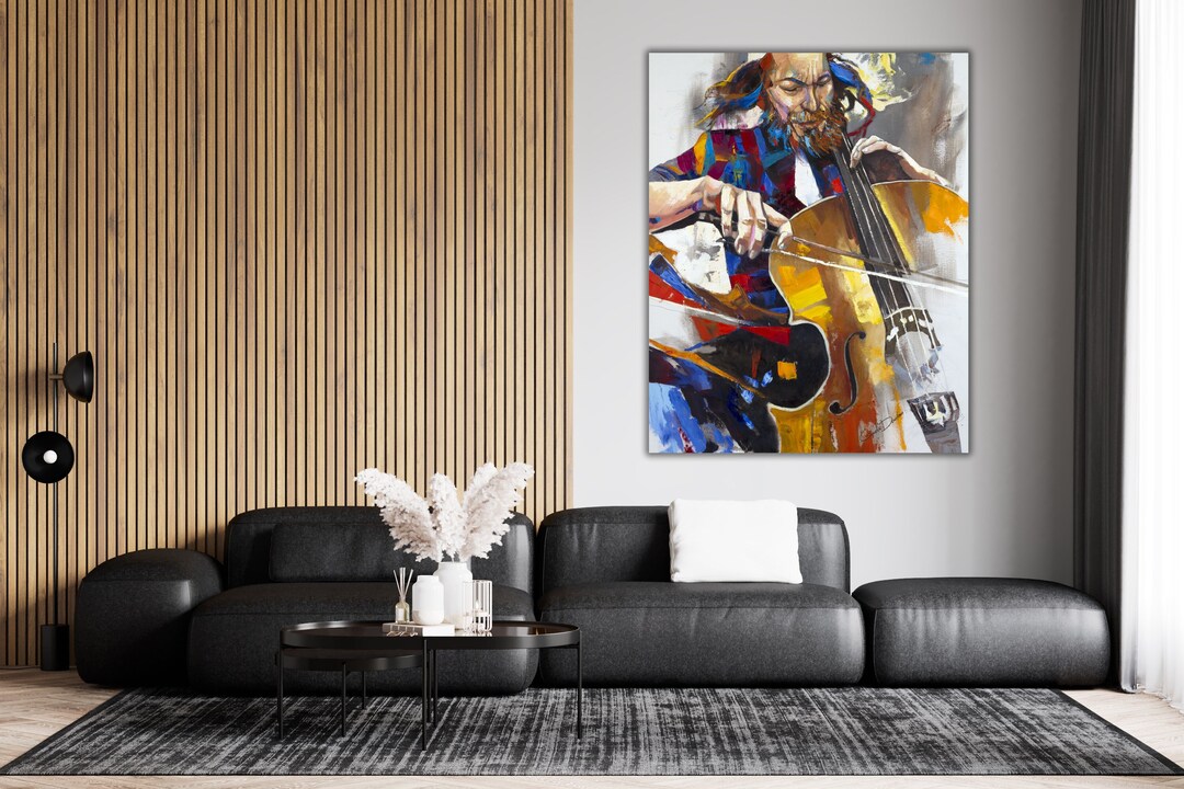 Cellist, Jewish Musician, Contemporary Art, Canvas Print/ Gadi Dadon ...