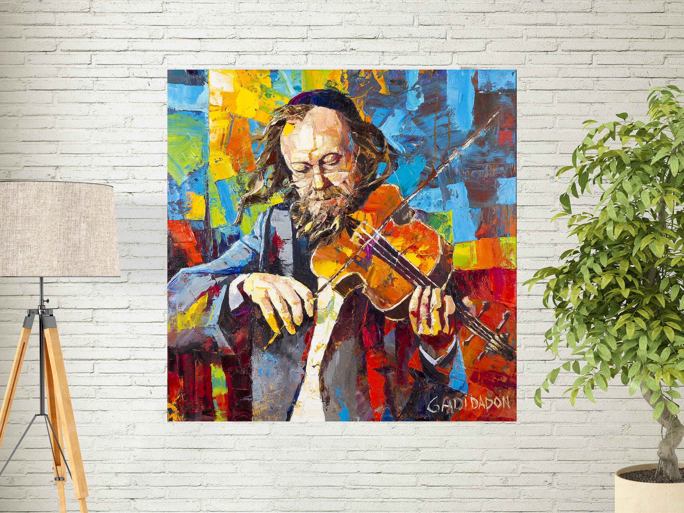 Colorful Canvas Print Jewish Violinist Contemporary Wall Art/ Gadi ...