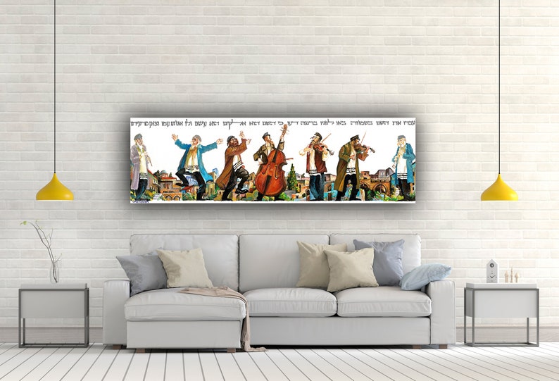 Jewish Art Canvas Print, Happy Jewish Musicians ,tsfat, Judaica Long ...
