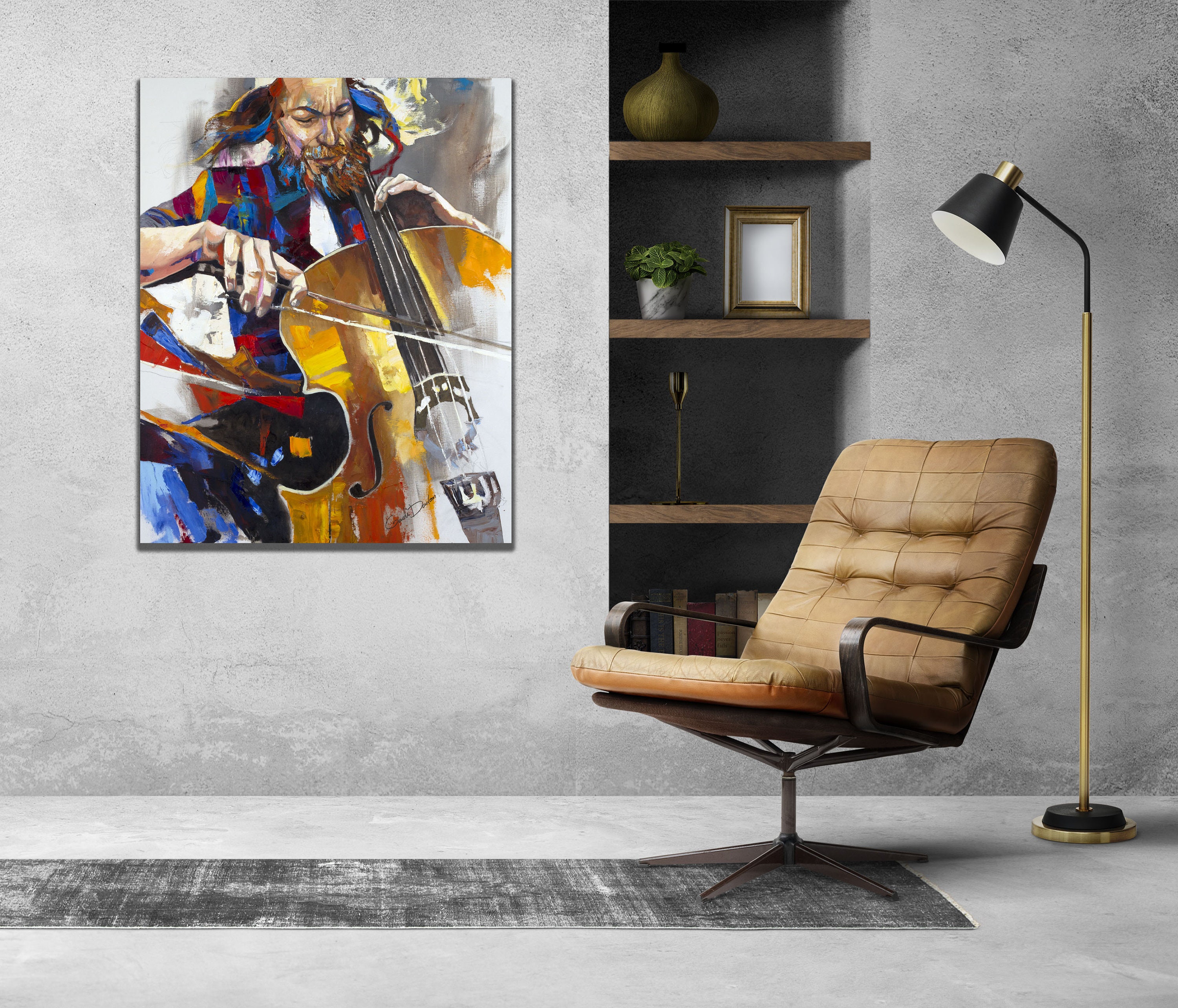 Cellist, Jewish Musician, Contemporary Art, Canvas Print/ Gadi Dadon ...
