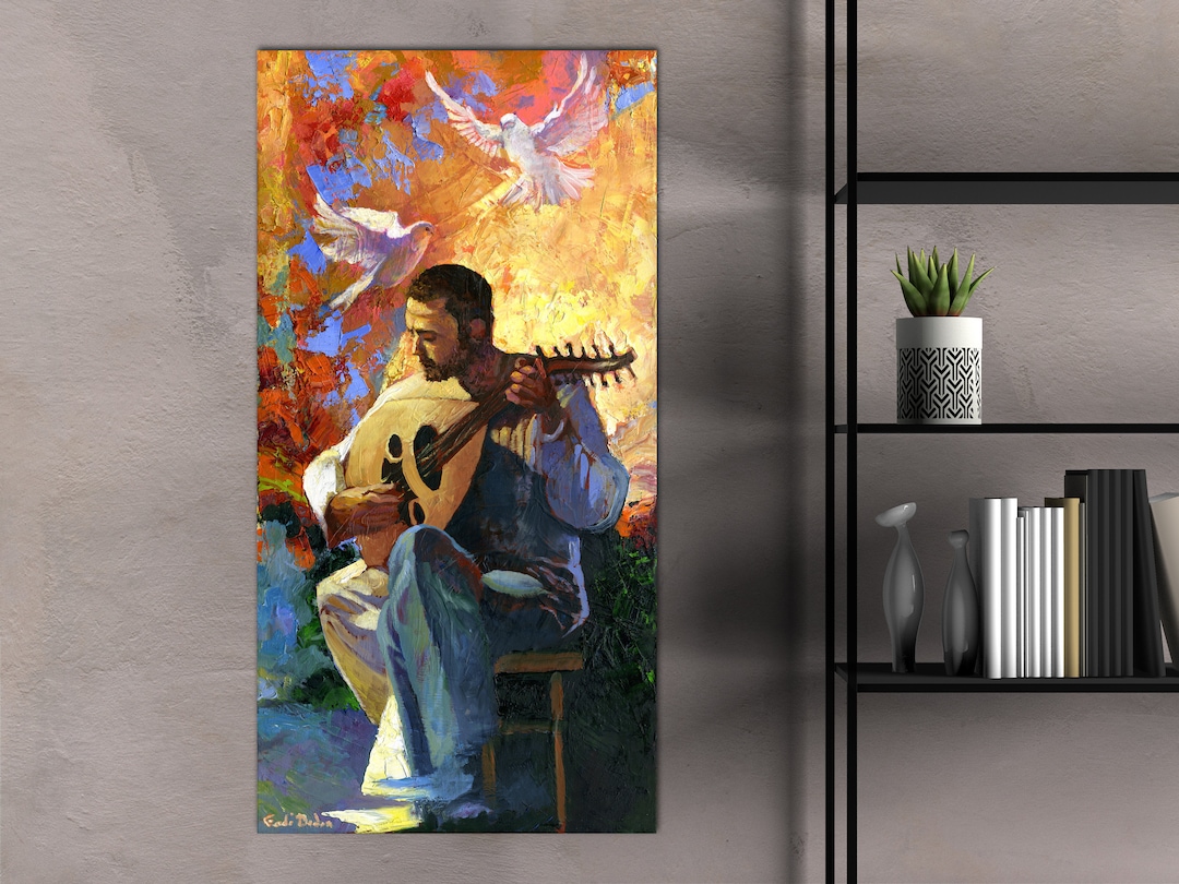 OUD Musician Contemporary Music Art Canvas Print Large Wall Art/ Gadi ...