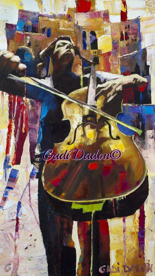 Cellist jewish Abstract wall Art Canvas Print/ Gadi Dadon/ - Etsy