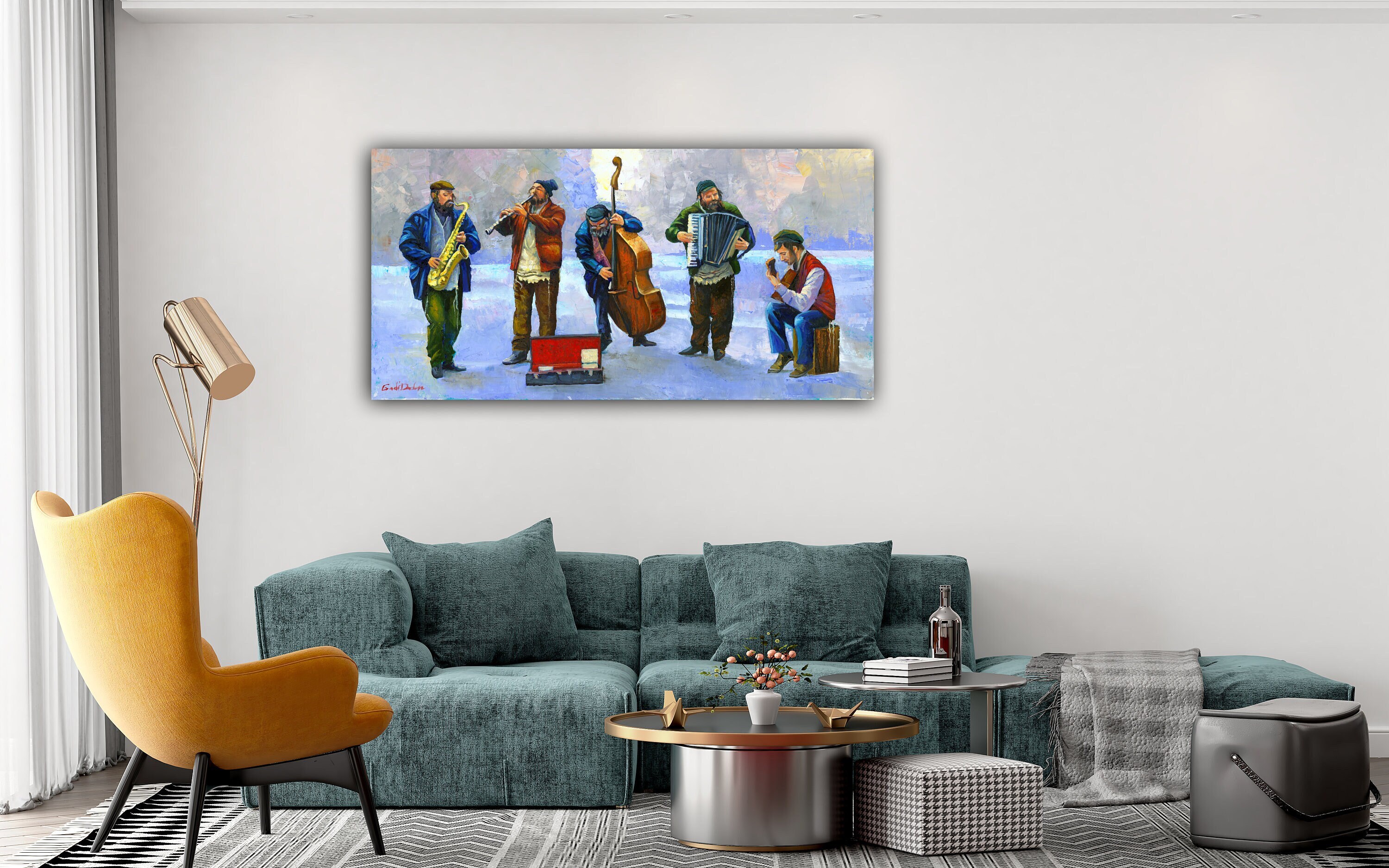 Jewish Art Print Musicians Canvas Print Blue/ Gadi Dadon/ - Etsy