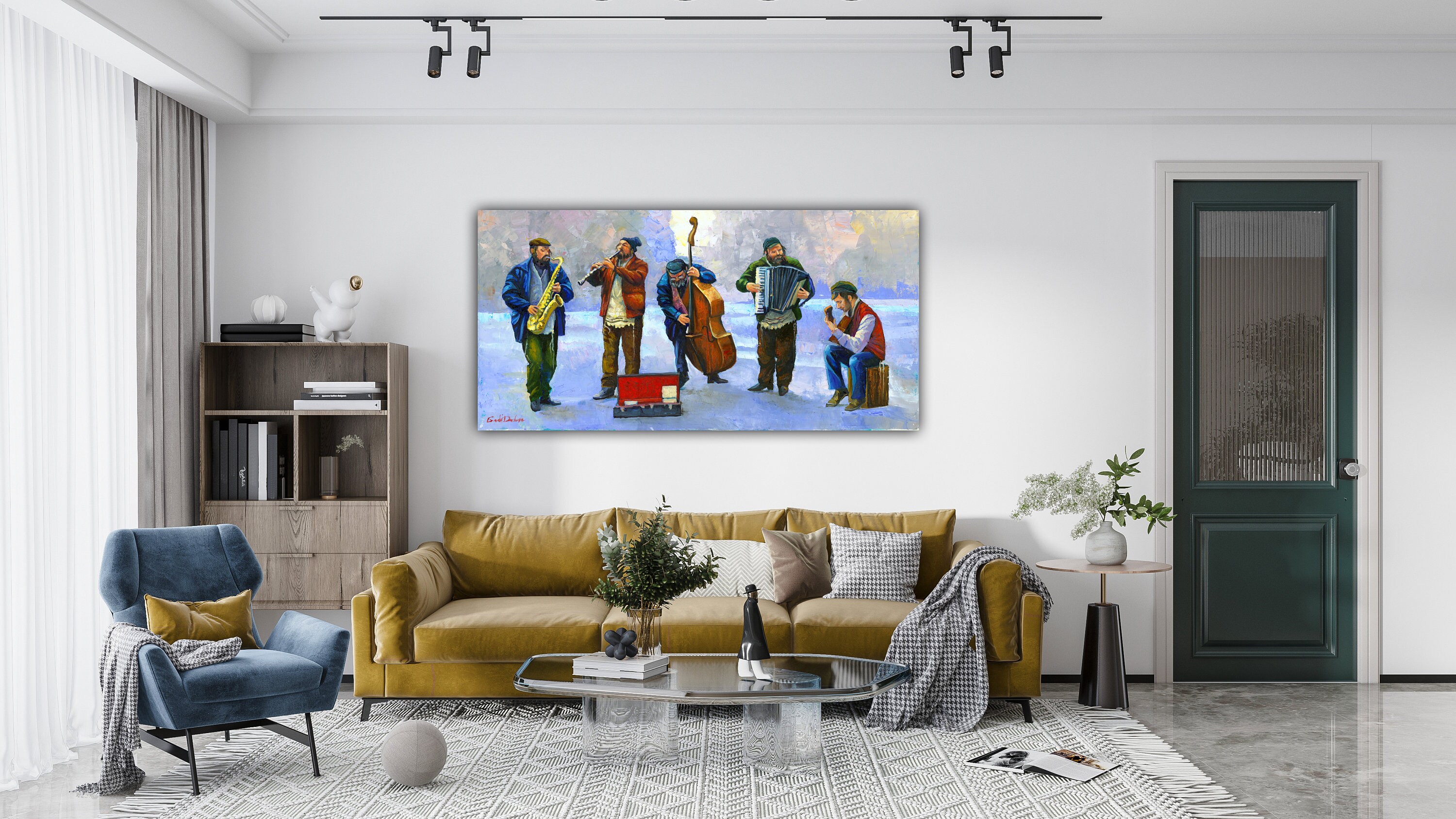 Jewish Art Print - Musicians Canvas Print - Blue/ Gadi Dadon/ Jewish ...