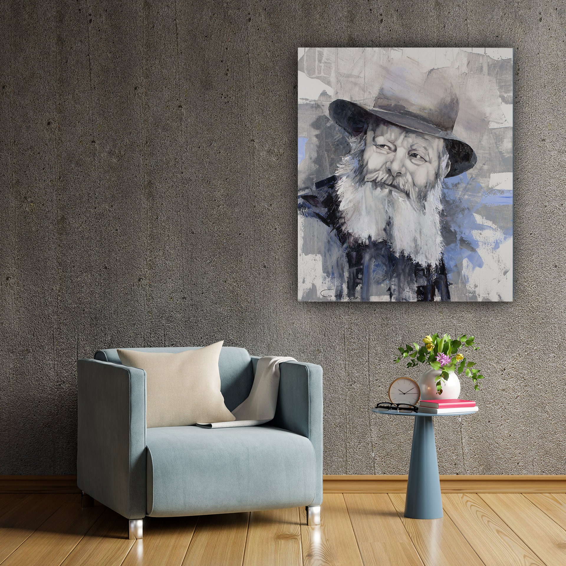 Lubavitcher Print on Canvas /black and White Habbad Lubavitch Rebbe ...