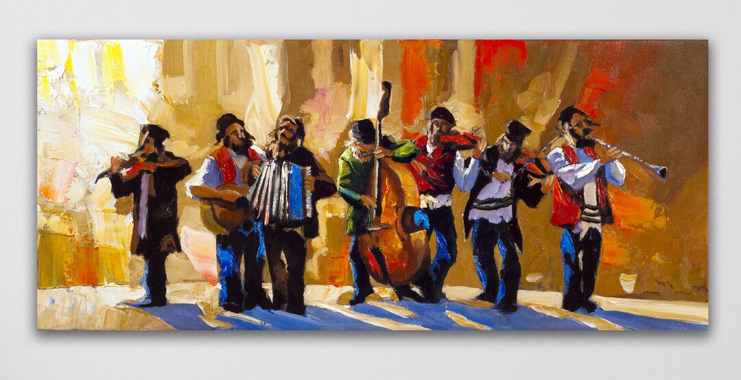 Jewish Art Canvas Print/ Musicians Abstract /brown/ Gadi Dadon/ Jewish ...
