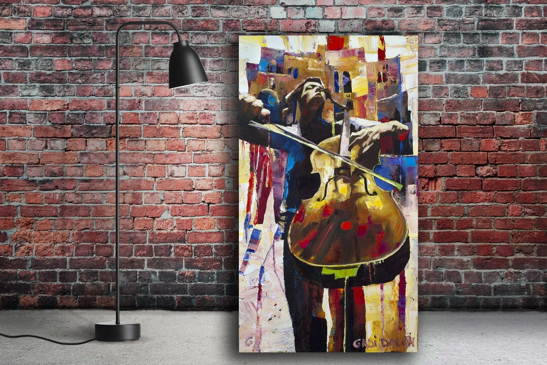 Cellist ,jewish Abstract ,wall Art Canvas Print/ Gadi Dadon/ Jewish ...