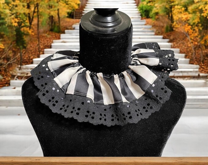 Collar Costume Clown Black and White Striped Lace Trim - Etsy