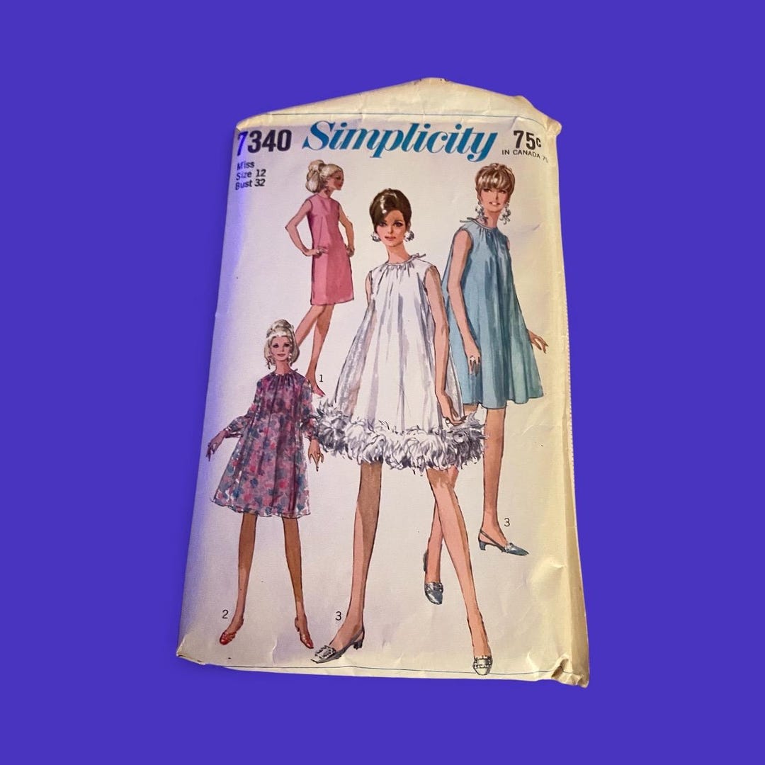 Vintage Simplicity 7340 Sewing Pattern – Misses’ 1960s Mod Party ...
