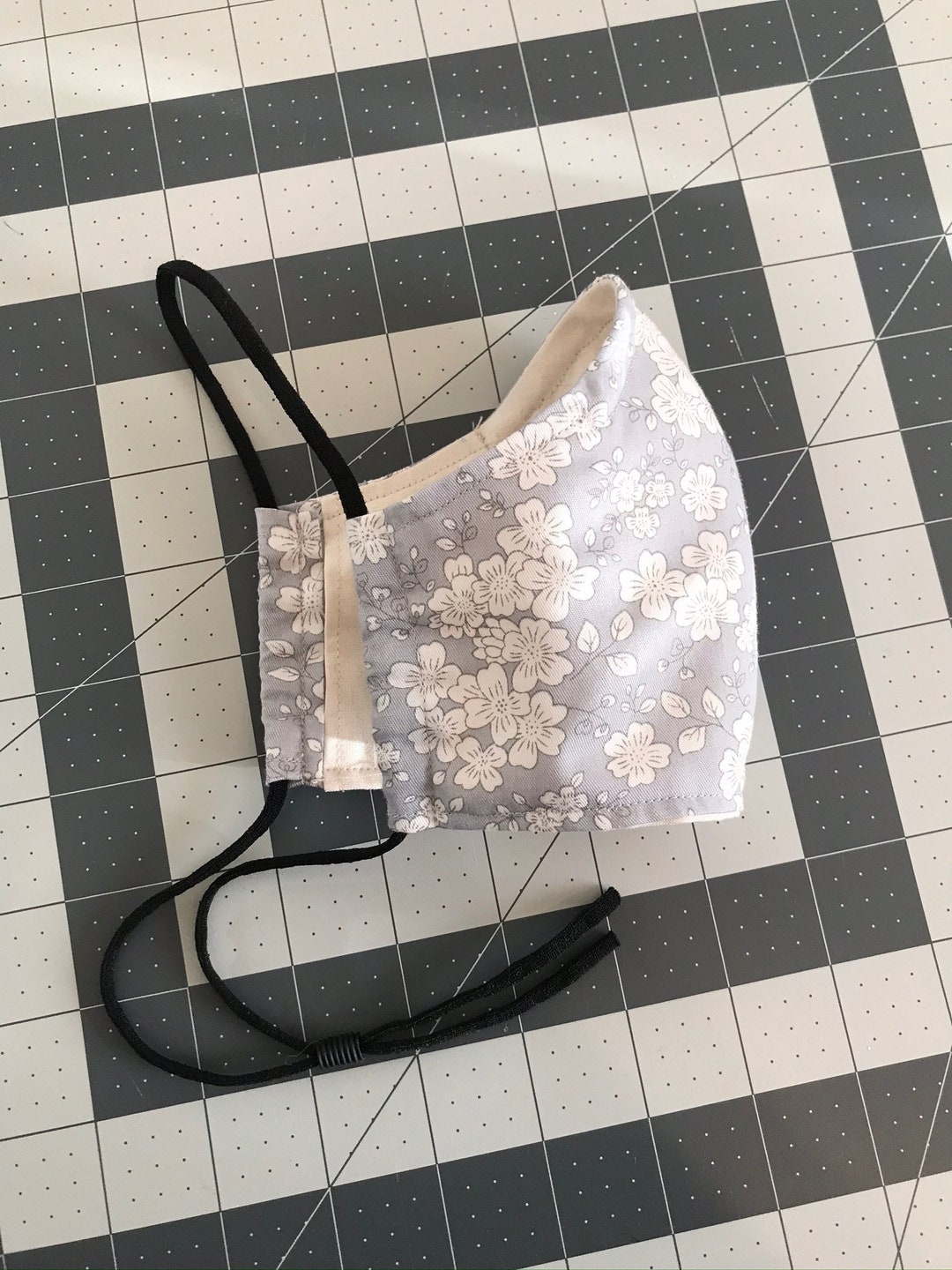 Grey Floral Small Adult Face Mask W Nose Wire - Etsy