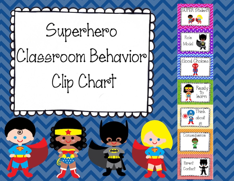 Superhero Classroom Behavior Clip Chart - Etsy