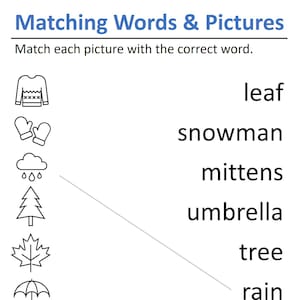 Find and Match - Pictures, Numbers, Words - Etsy Canada