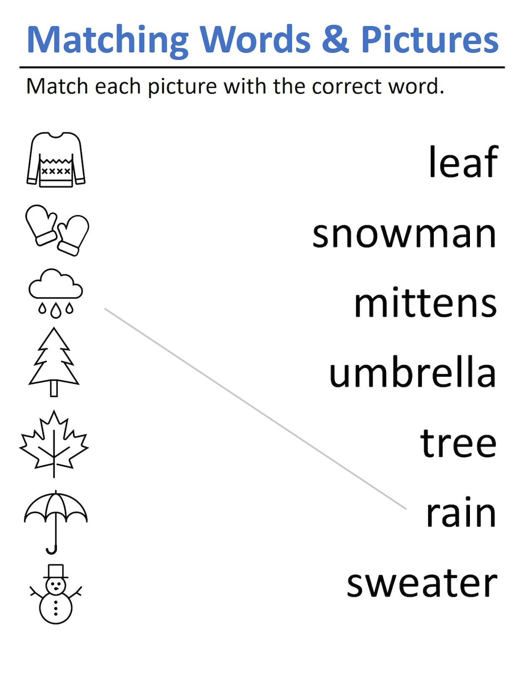 Find and Match - Pictures, Numbers, Words - Etsy