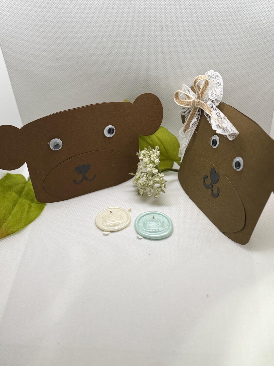 Handmade Paper Bear Gift Card Holders With Birthday Cake Wax Seals ...