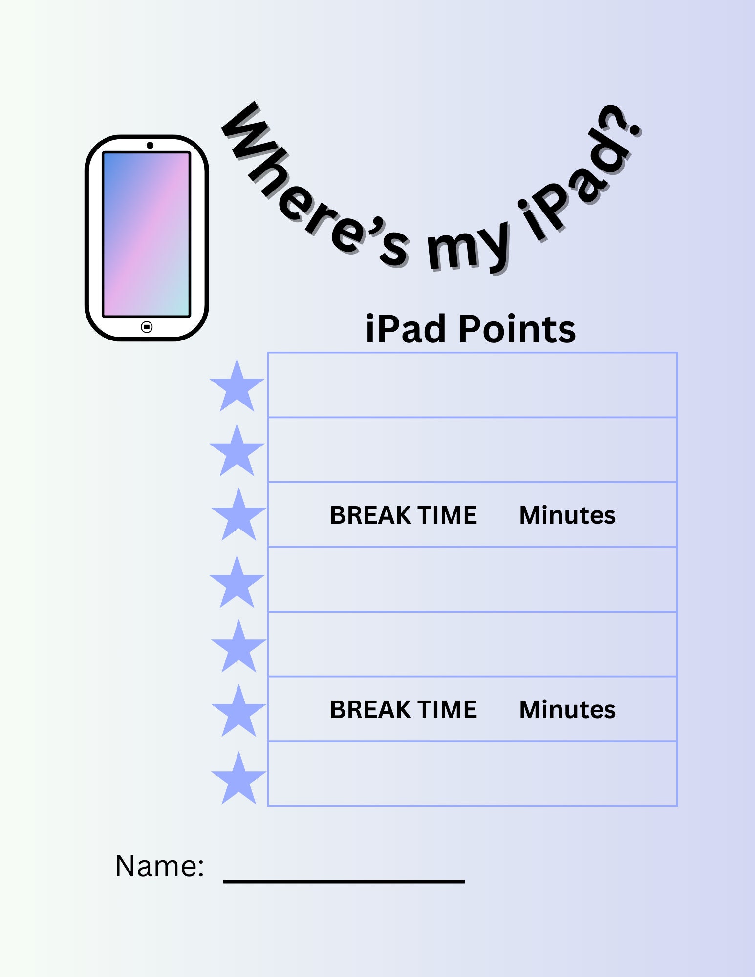 Digital Printable and Fillable Homework Point System for a Reward - Etsy