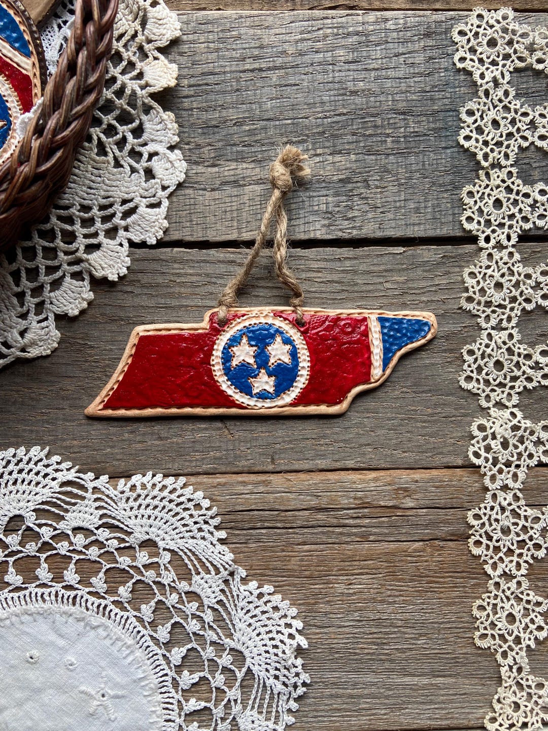 State of Tennessee Flag Ornament | Rustic Tennessee State Decor ...