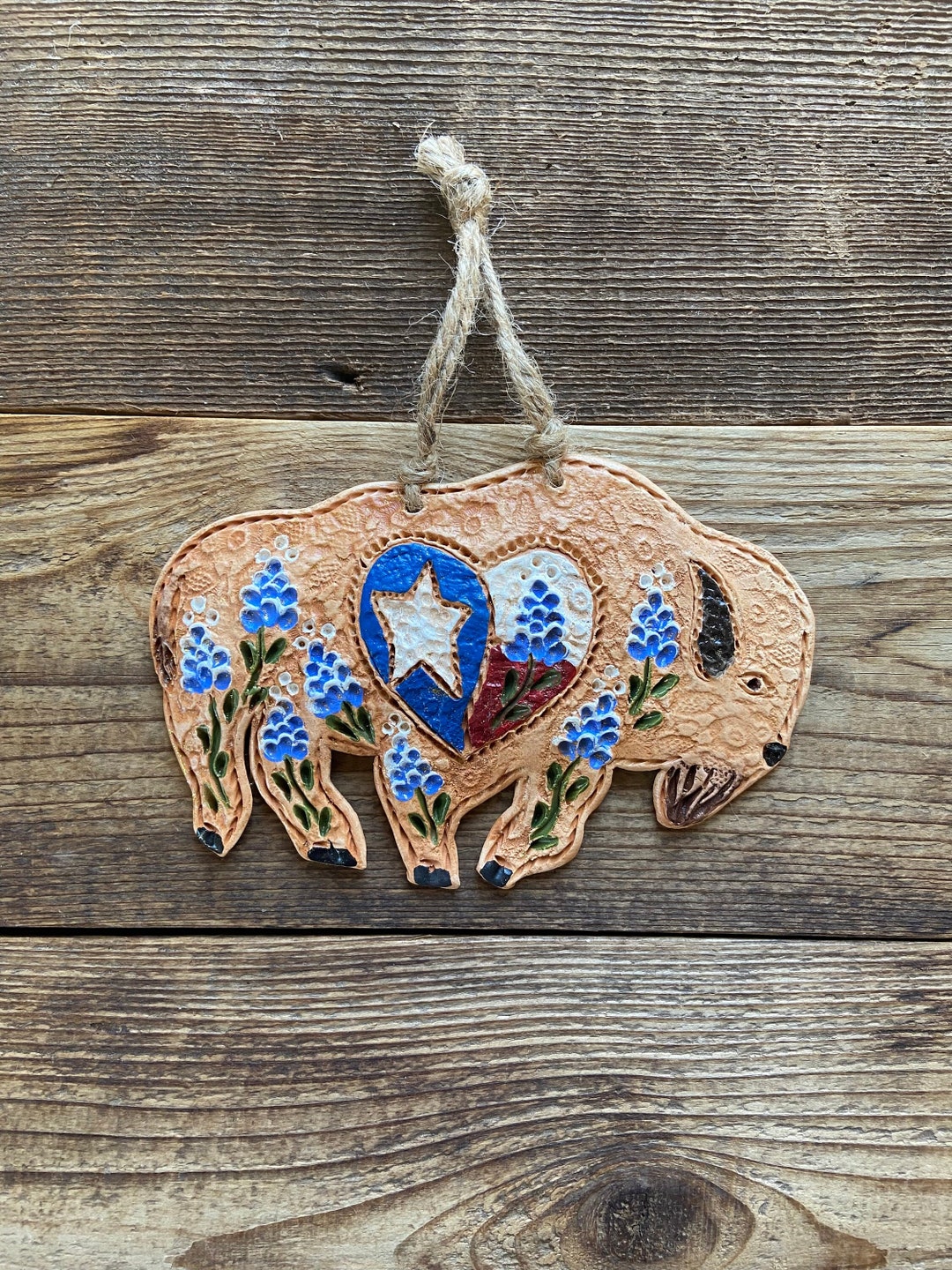 Texas Bluebonnet Buffalo Wall Art Handmade Texas Flag Buffalo Decor ...