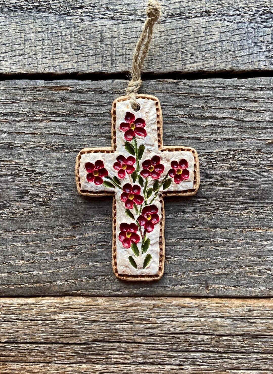 Wildflower Folk Art Cross Rustic Flower Patch Farmhouse Cross Decor ...