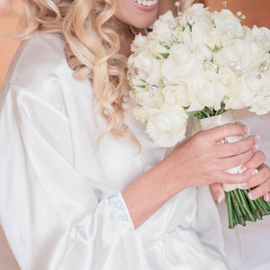 Personalized Satin Bridal Robe Wedding Date on the Cuff, Bridal Robe ...