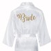 Satin Bridal Robe With Gold Glitter, Satin Bride Robe, White Satin ...
