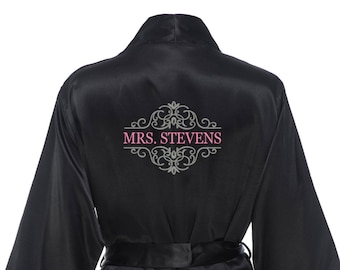 Personalized Satin Robes With Personalization on Back - Etsy