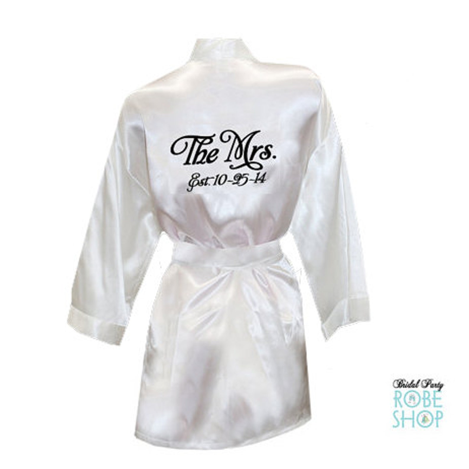 The Mrs. Satin Robe With Wedding Date Monogrammed Mrs Robe - Etsy