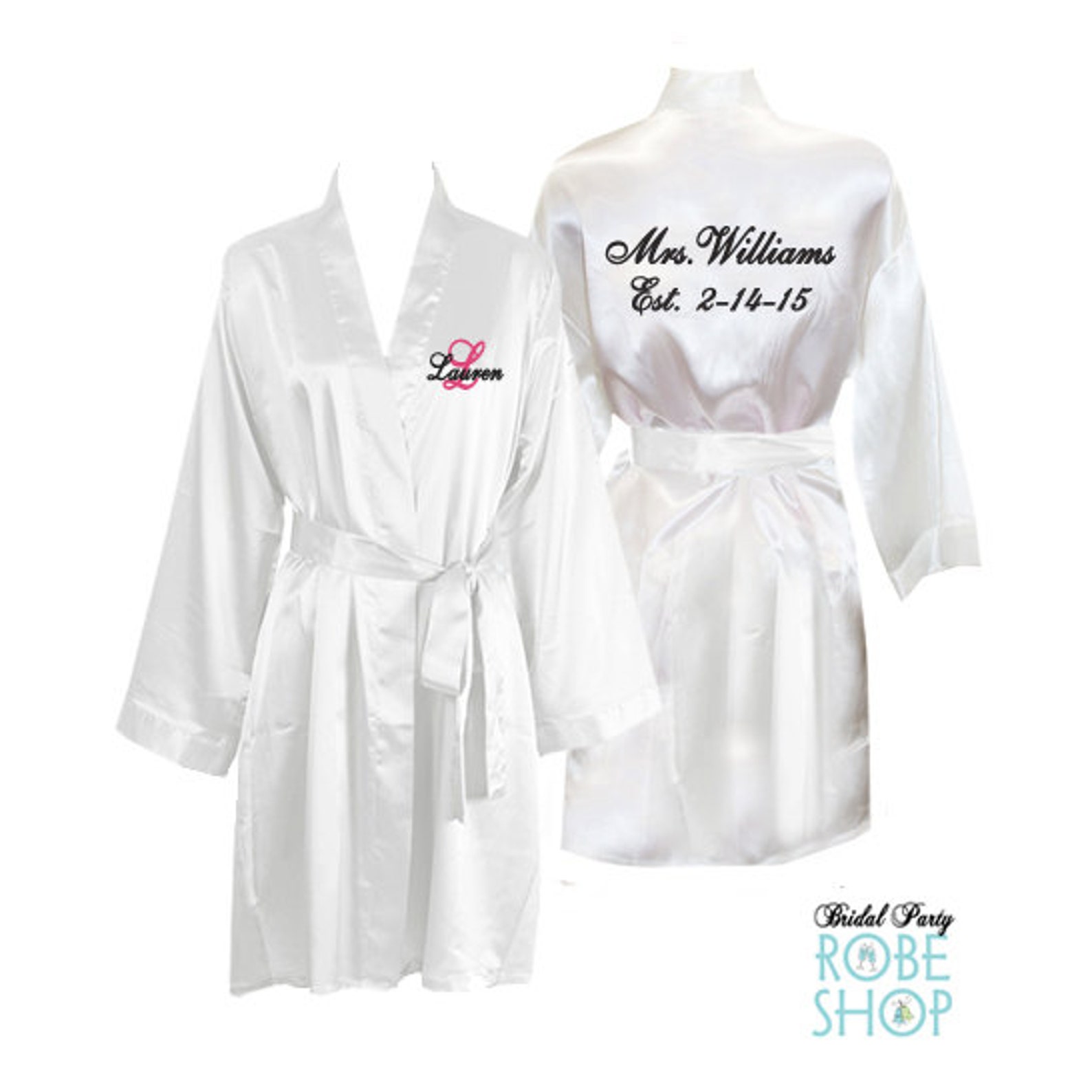 Personalized Knee Length Satin Bridal Robe With Name and - Etsy