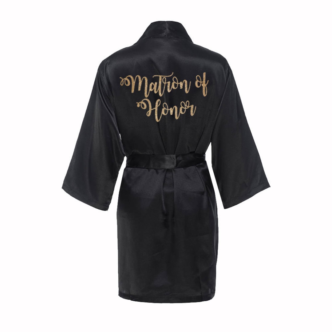 Glitter Matron of Honor Robe, Glitter Bridal Party Robes, Satin Kimono ...