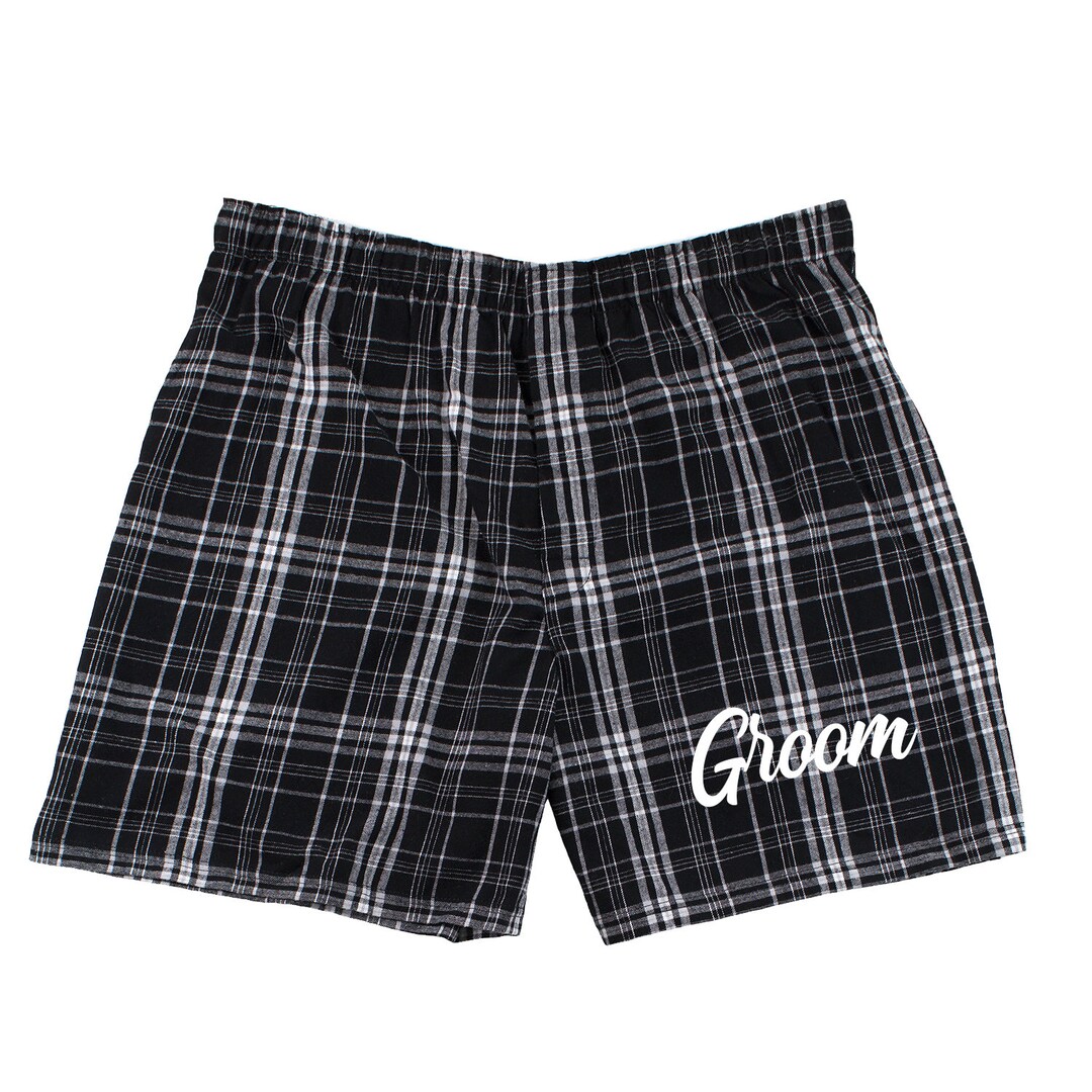 Flannel Groom Boxers, Mens Boxers, Gift for the Groom, Anniversary Gift ...