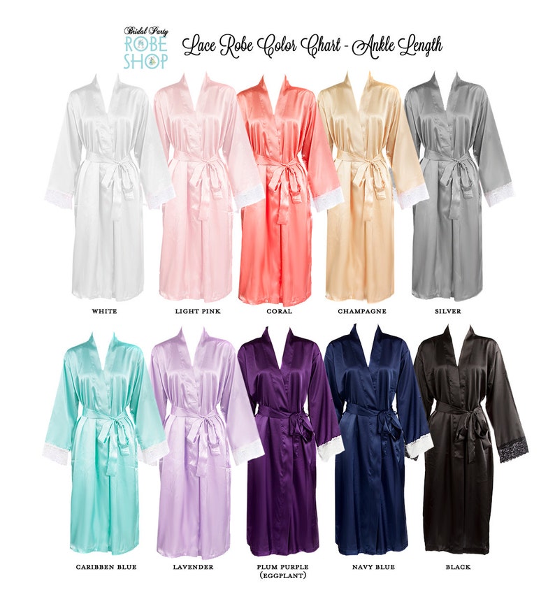 Monogrammed Long Satin Bridal Robe With Lace Monogrammed Lace - Etsy