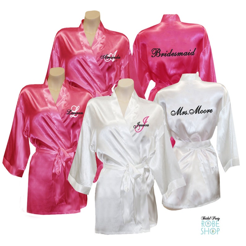 Set of 7 Personalized Satin Robes With First Names and Initial - Etsy
