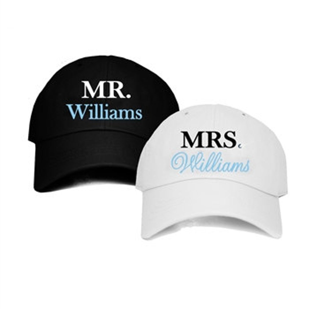 Personalized Mr. & Mrs. Baseball Cap Set, Mr and Mrs Baseball Hat Set ...