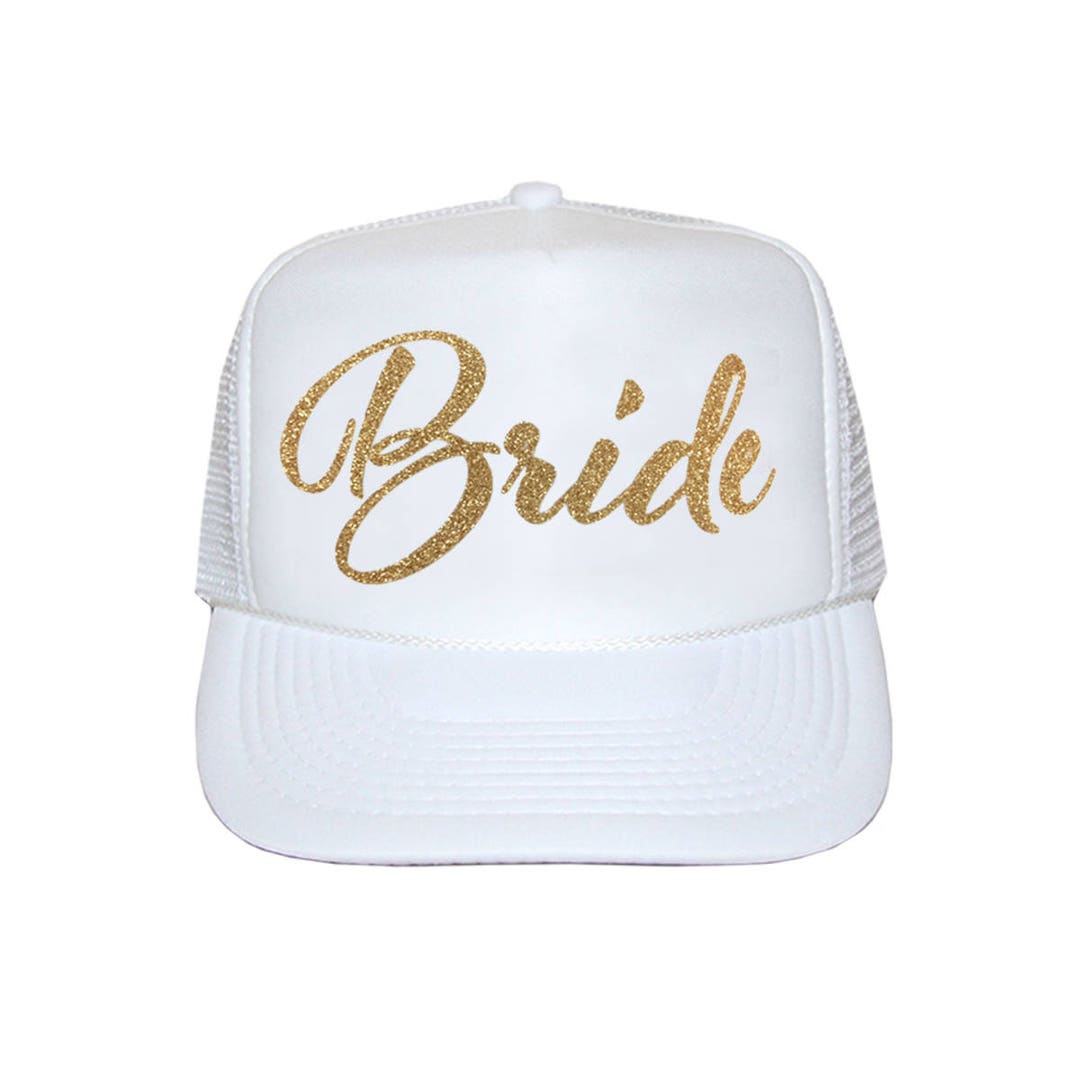 Bride Trucker Hats, Gold Glitter Bride Trucker Hat, Sparkly Bride ...