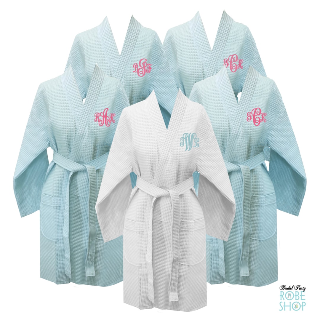 Set of 5 Monogrammed Waffle Weave Bridesmaid Robes - Etsy