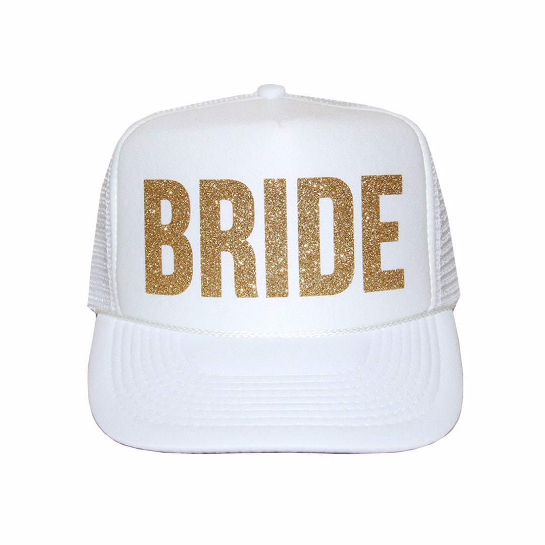 Bride Trucker Hats, Gold Glitter Bride Trucker Hat, Bride Squad Trucker ...
