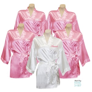 Set of 7 Personalized Bridesmaid Robes With First Names Pink - Etsy