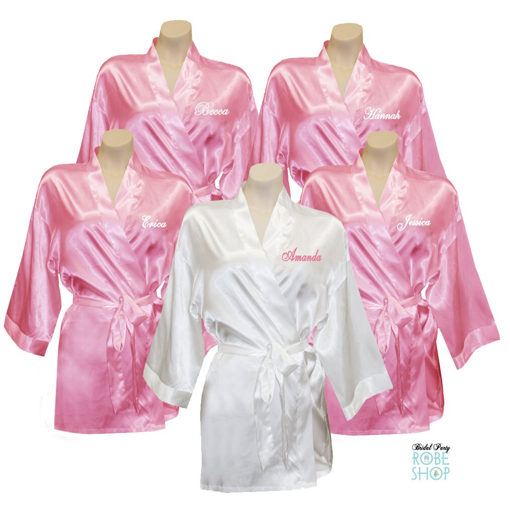 Set of 5 Personalized Bridesmaid Robes With First Names Pink | Etsy