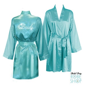 Satin Bridal Robe With Mrs. in Rhinestone Crystals, Crystal Kimono Robe ...