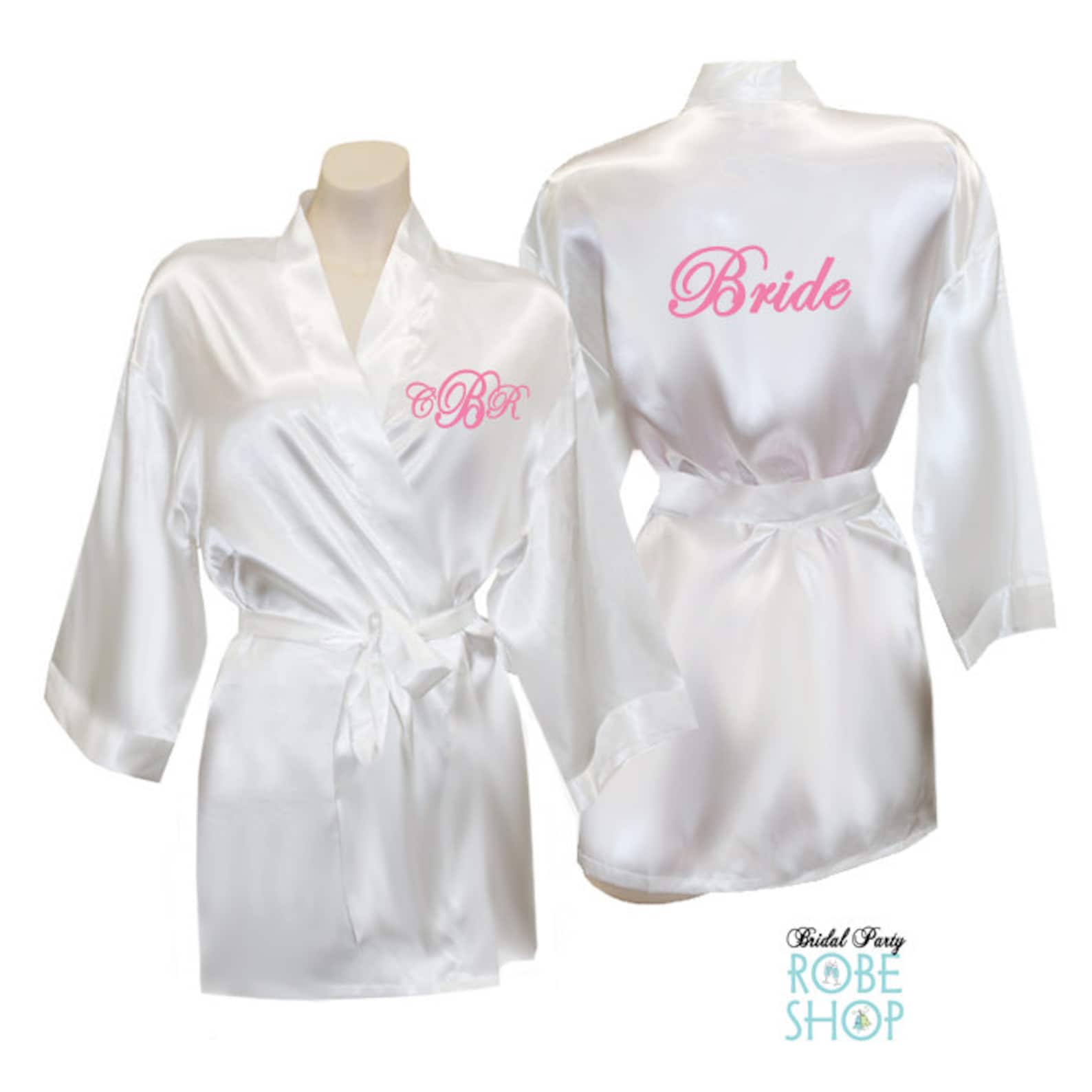 Monogrammed Bride Robe With Initials and Bride on the Back - Etsy