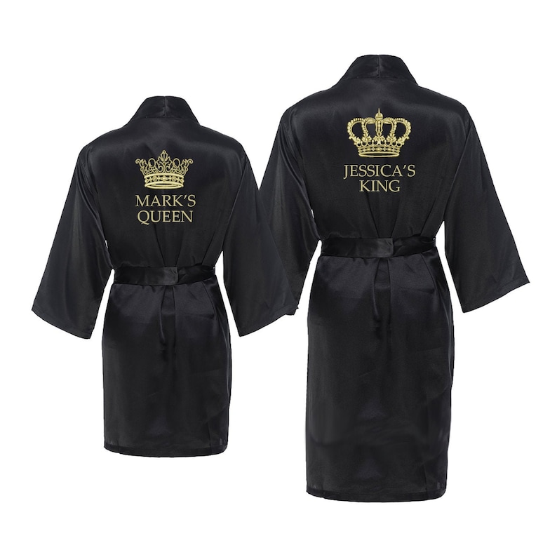 Personalized King and Queen Satin Robe Set His and Hers - Etsy