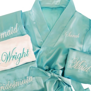 Set of 4 Bridesmaid Robes With Name Embroidered on Front and Titles on ...