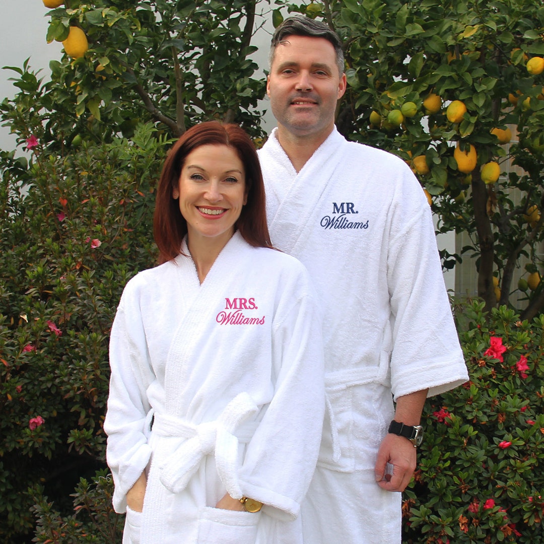 Set of 2 Mr. and Mrs. Robes, Personalized Terry Cloth Robes, Custom ...