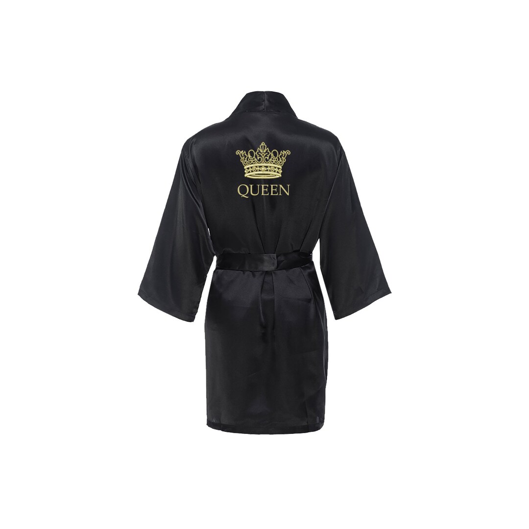 Queen Satin Robe, His Queen Robe, Satin Kimono Robe, Gold Metallic ...