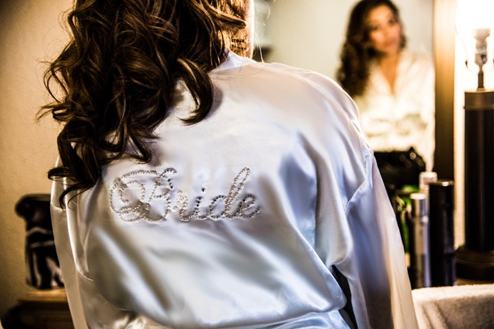 Crystal Bride Satin Robe With Rhinestones Satin Bridal Robe - Etsy