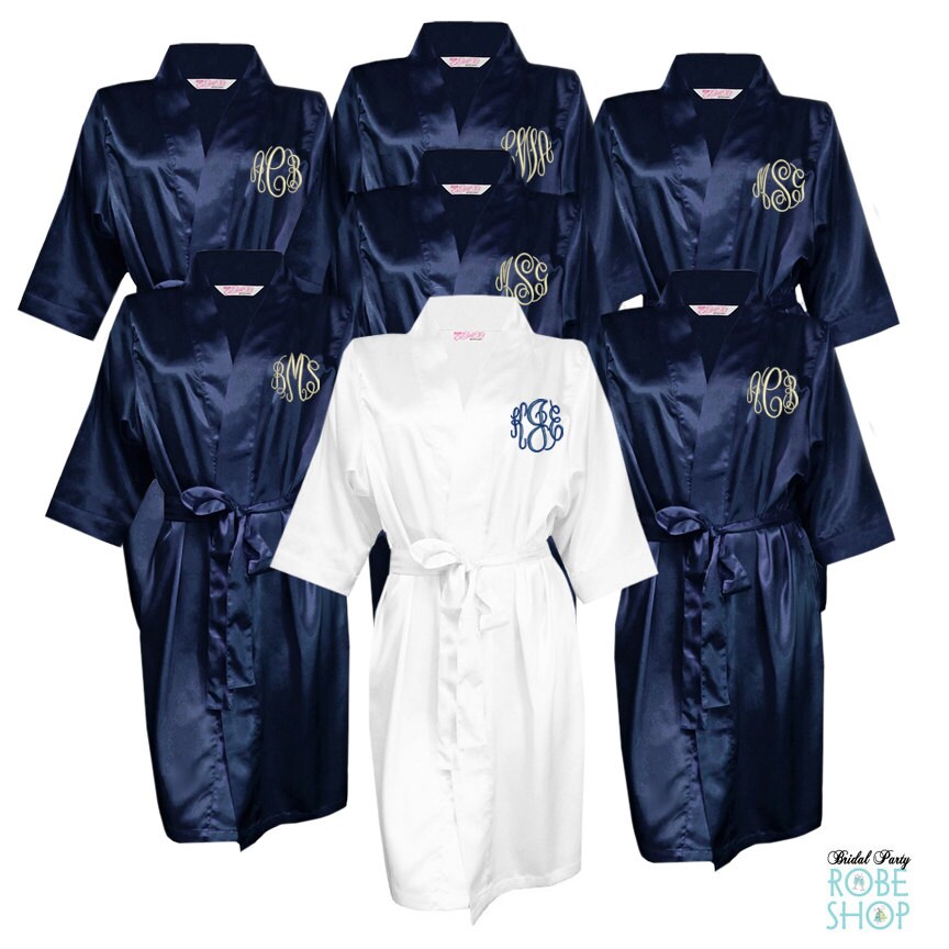 Set of 2 Monogrammed Satin Robes Bridesmaid Robes Available | Etsy