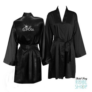 Satin Bridal Robe With Mrs. in Rhinestone Crystals, Crystal Kimono Robe ...