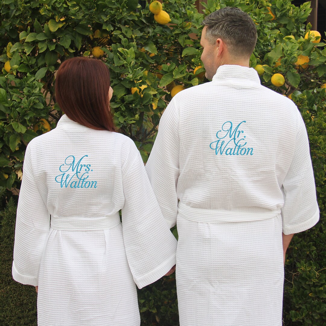 Set of 2 Monogrammed Mr. & Mrs. Waffle Robes, Couples Waffle Robe Set ...