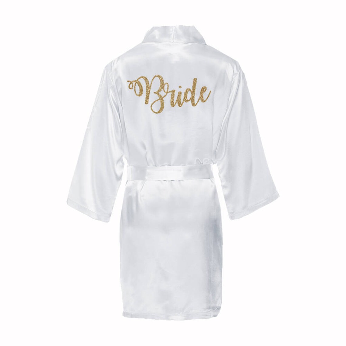 Satin Bridal Robe With Gold Glitter Satin Bride Robe White - Etsy
